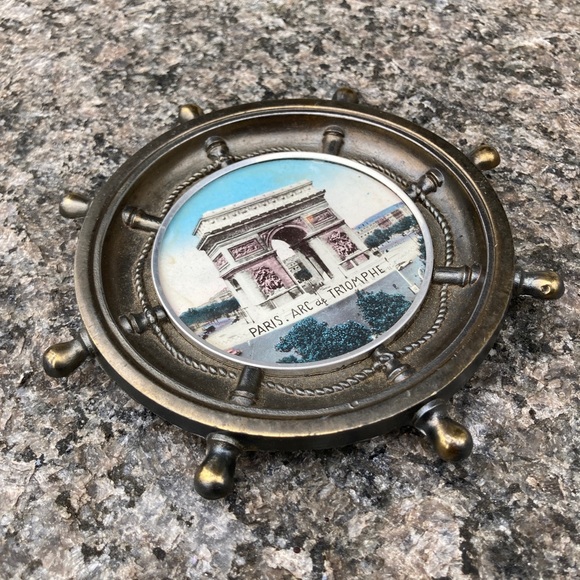 Accents | Vintage Arc De Triomphe Souvenir Ships Wheel Medallion Plaque ...